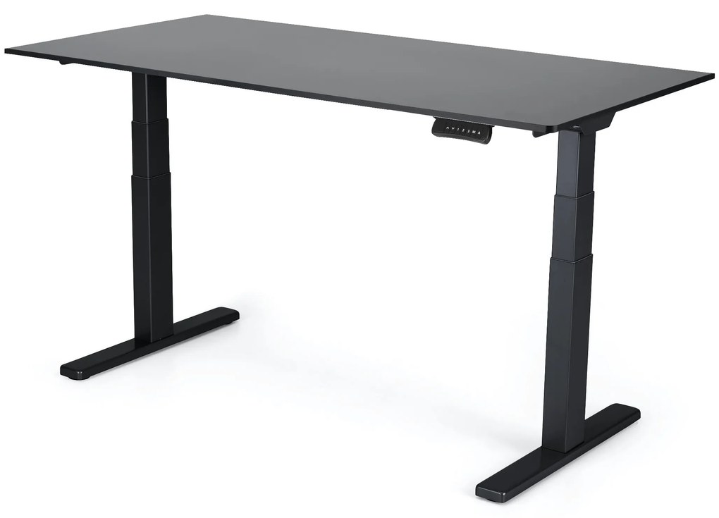Výškově nastavitelný stůl Liftor 3segmentové nohy premium černé,   deska 1600 x 800 x 18 mm černá