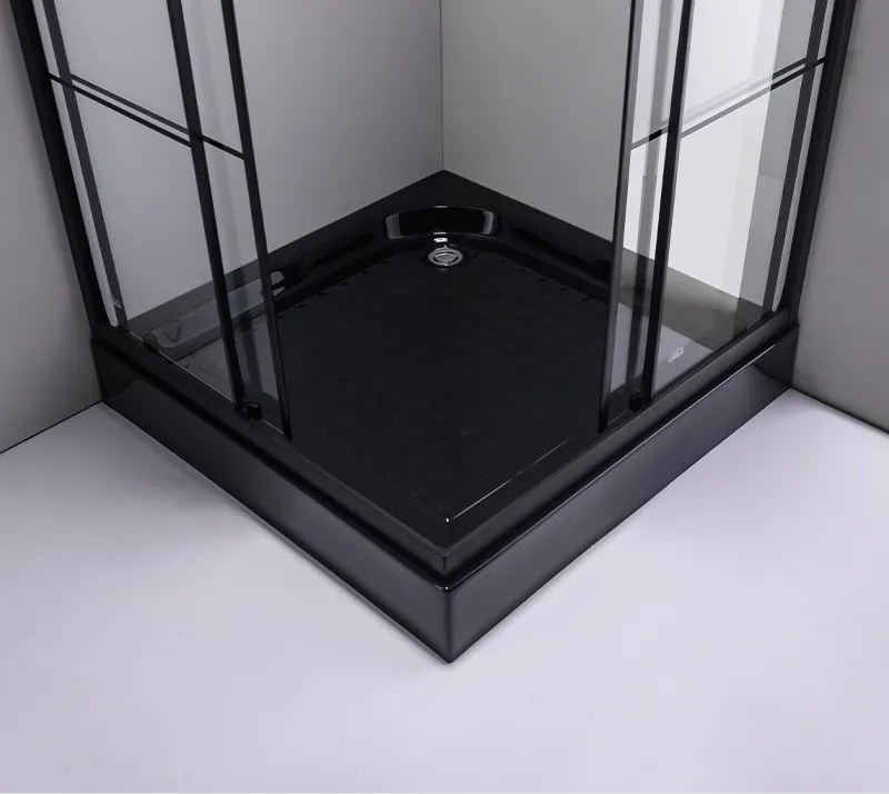 BPS-koupelny Čtvercový sprchový kout BL32B 90x90 černá/transparent + vanička SXL02B BL černá