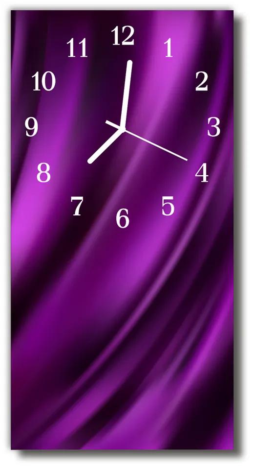 Skleněné hodiny vertikální Plátno fialové linie 30x60 cm