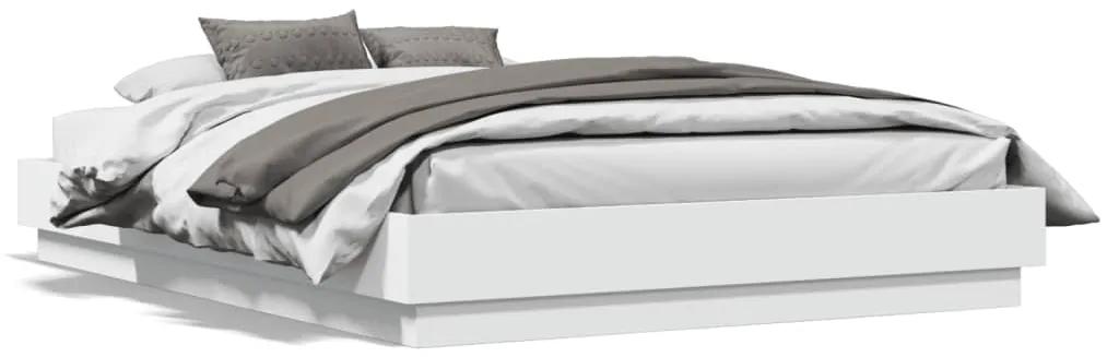 vidaXL Rám postele s LED osvětlením bílý 140 x 190 cm