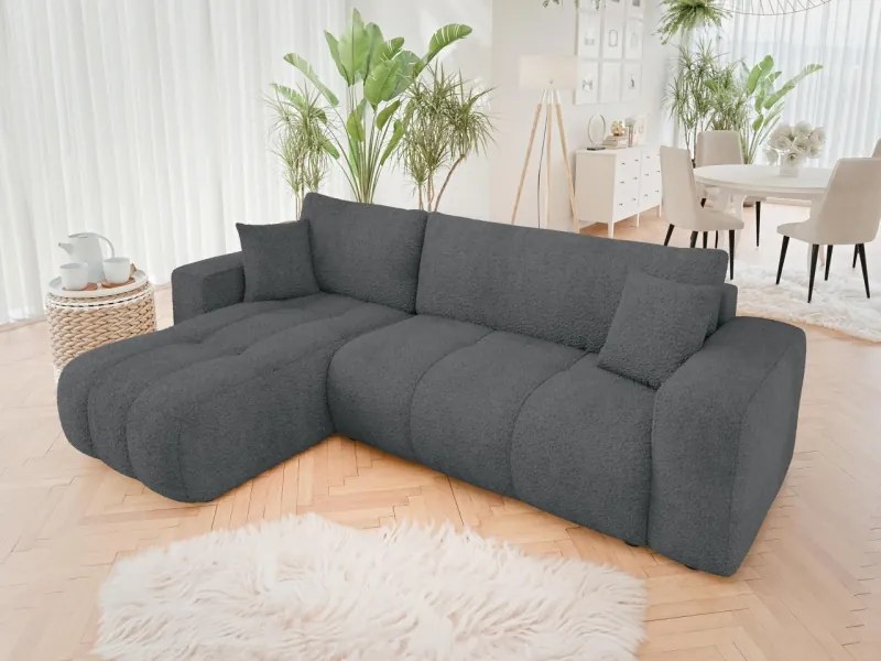 Rohová rozkládací sedačka Larow Boucle, Potah: Coral 75