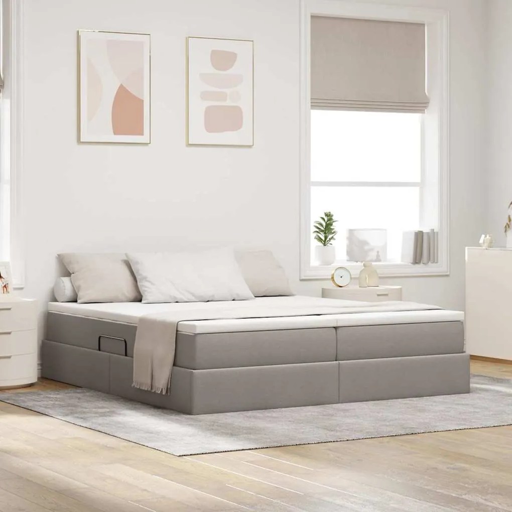 Postel s úložným prostorem a matrací Taupe 200 x 200 cm 3370358