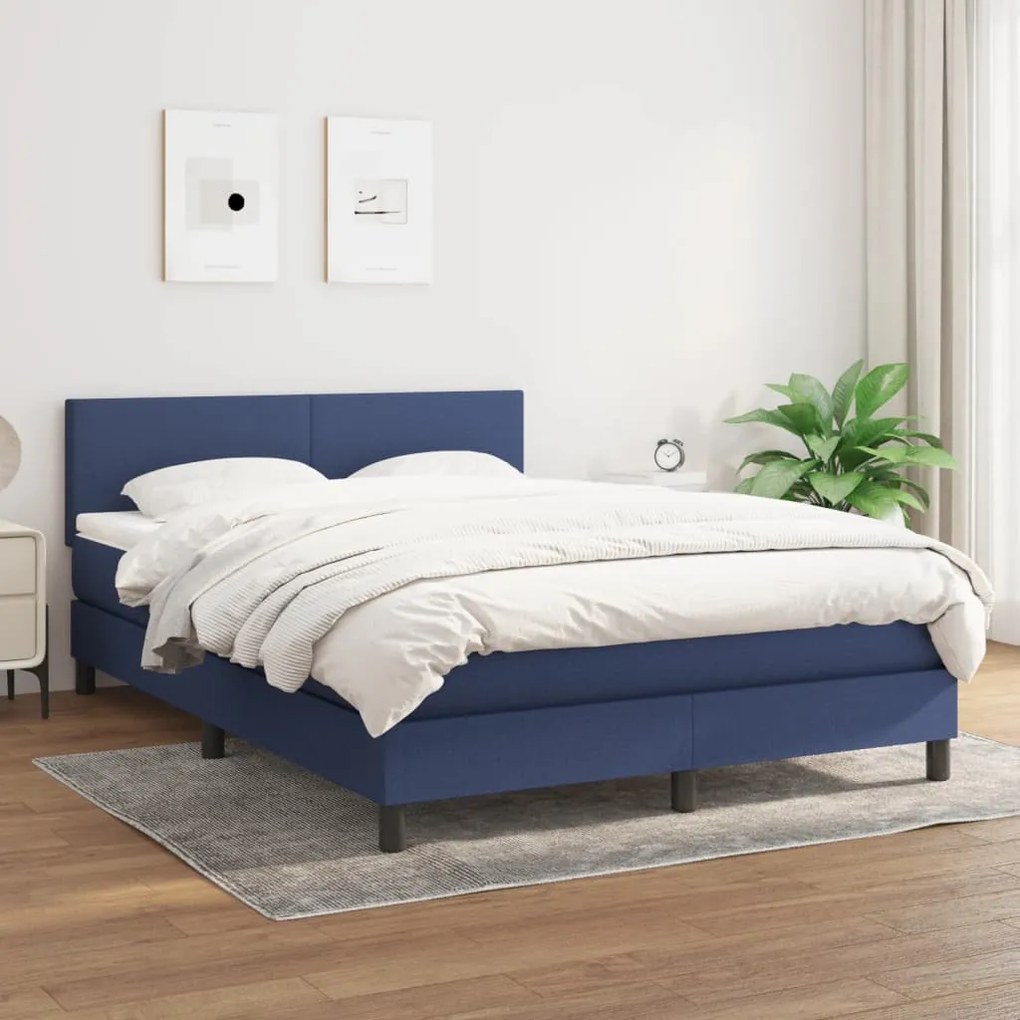 Box spring postel s matrací modrá 140x200 cm textil,  3139903