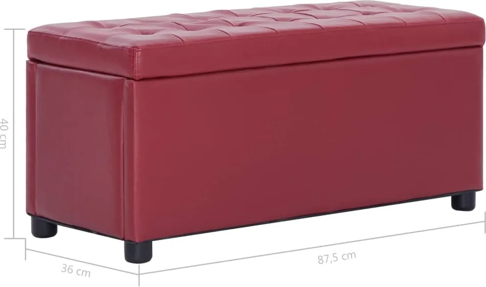 Taburet s úložným prostorem 87,5 cm vínový umělá kůže 281374
