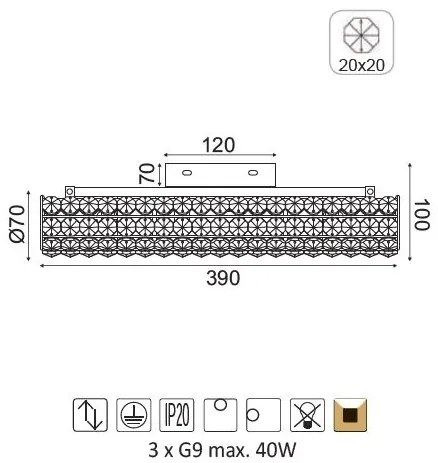 ACA DECOR Přisazené svítidlo LIANNA max. 3x40W/G9/230V/IP20