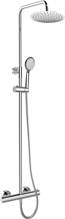 Mereo Mereo, Termostatická nástěnná sprchová baterie s hadicí, ruční a talířovou kulatou sprchou slim 200 mm, CB60104TSC