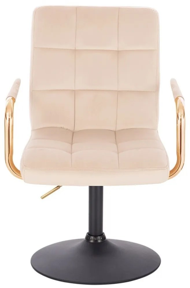 LuxuryForm DESIGN Otočná židle VERONA GOLD VELUR na černém talíři - krémová