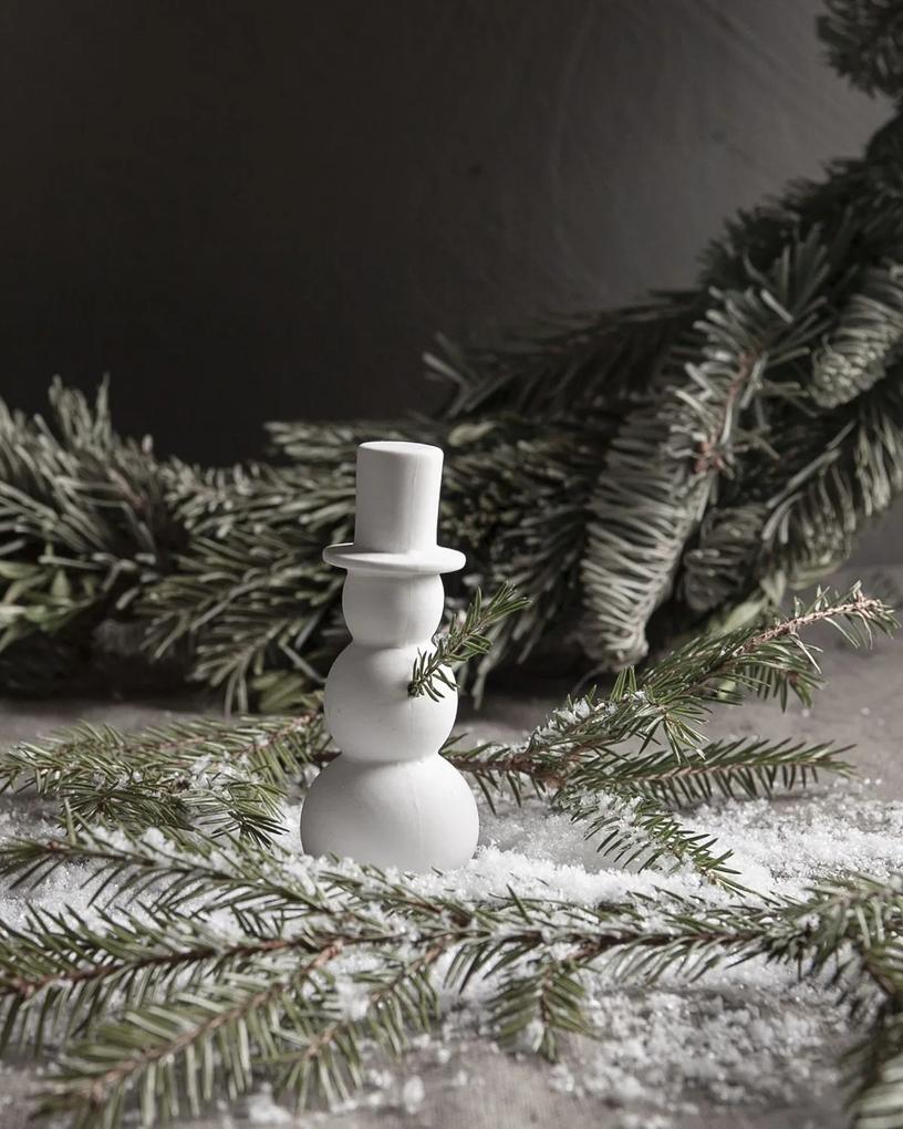Storefactory Keramická figurka sněhuláka Folke Small, bílá barva, keramika