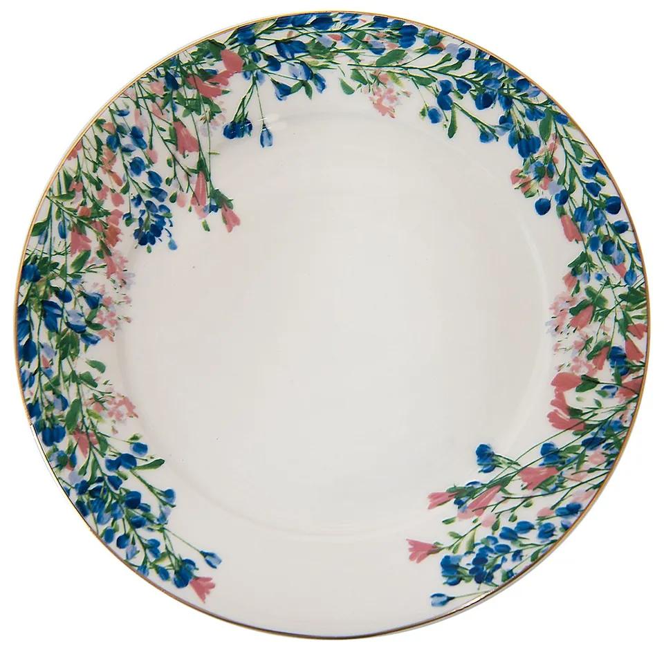 Porcelánový dezertní talíř s květy Floweries - Ø 21*2 cm