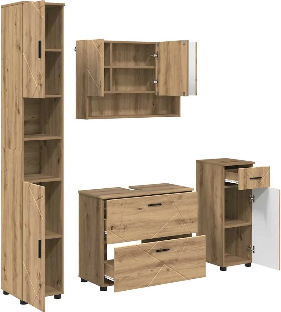 Sada koupelnového nábytku 4 ks Artisanový dub 35 x 30 x 192 cm 3393062