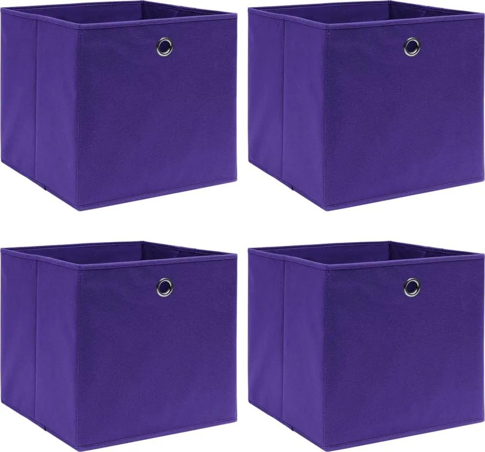 vidaXL Úložné boxy s víky 4 ks modré 32 x 32 x 32 cm textil [288346] Barva: černá s víky