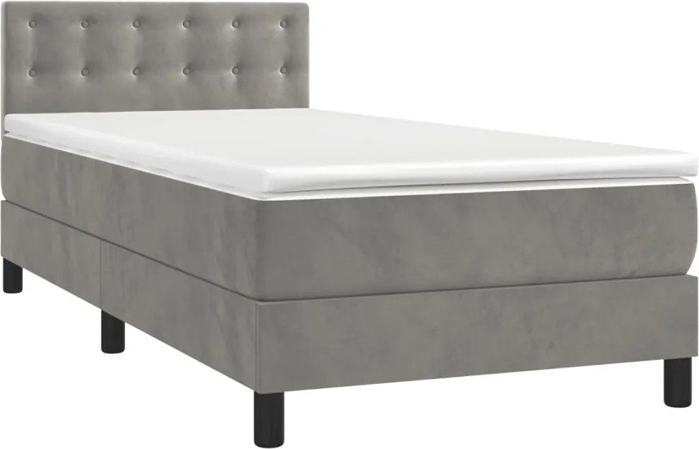 Box spring postel s matrací světle šedá 80 x 200 cm samet 3141509