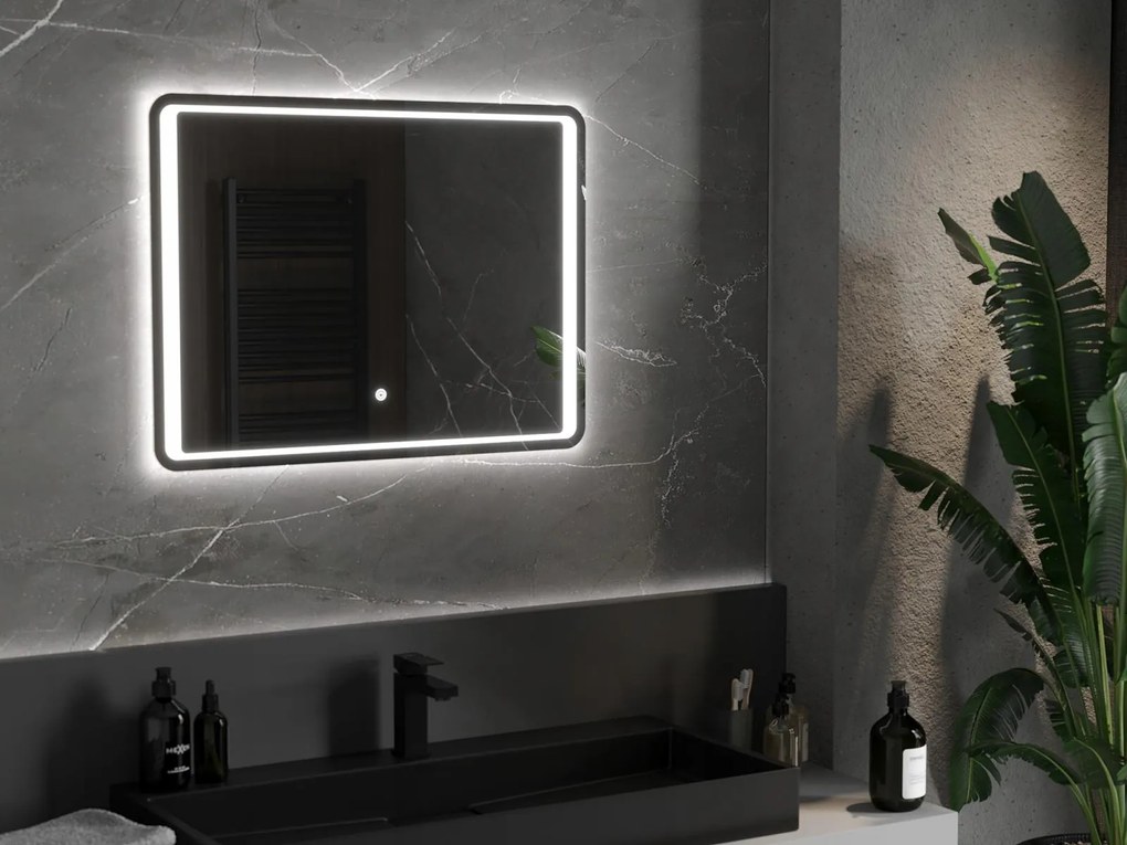 Obdélníkové zrcadlo MEXEN ZUSA 80x60 cm - s LED podsvícením a vyhříváním, 9808-080-060-611-00