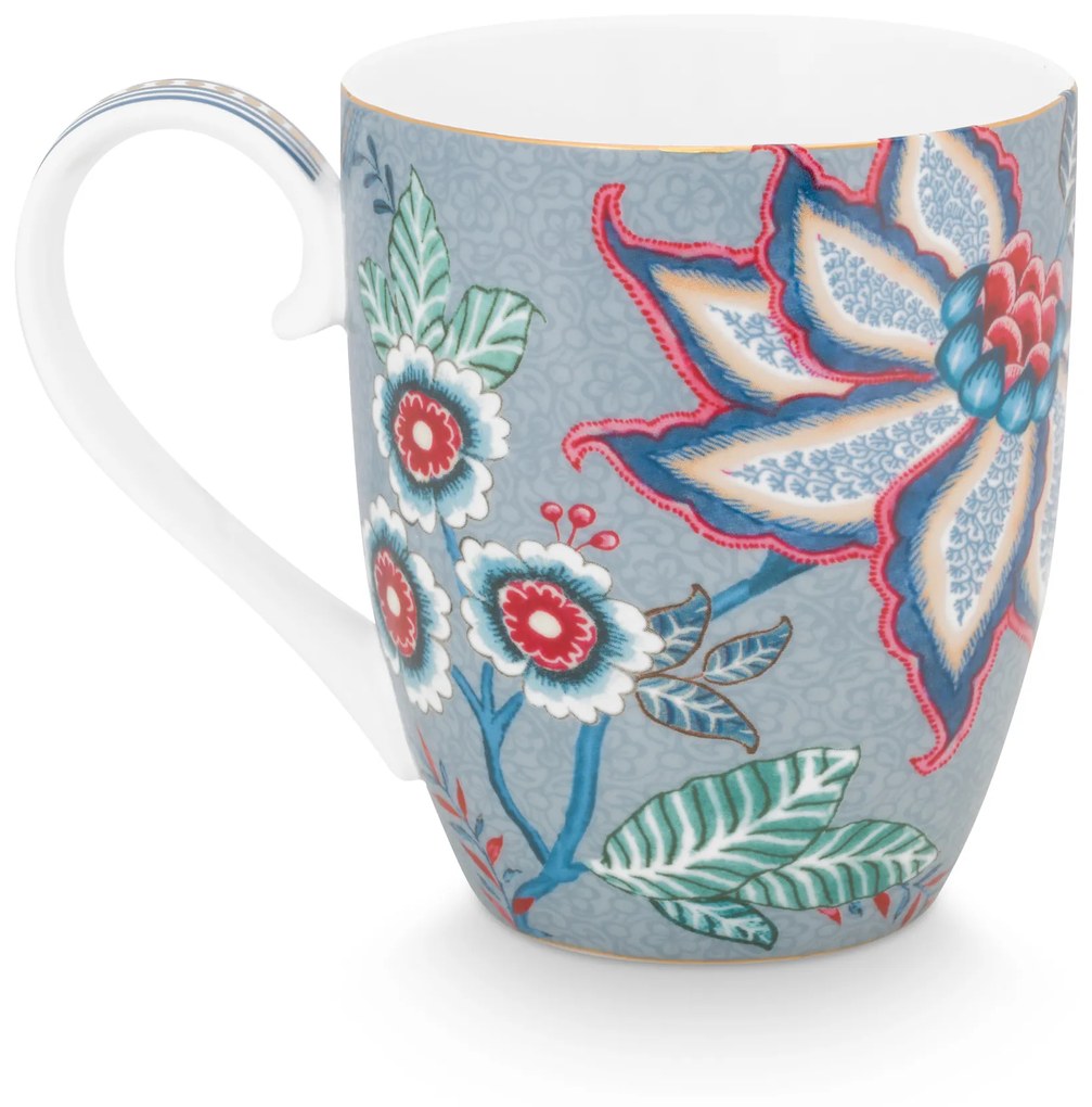 Pip Studio Flower Festival hrnek XL 450ml, modrá (hrnek z tenkostěnného porcelánu)