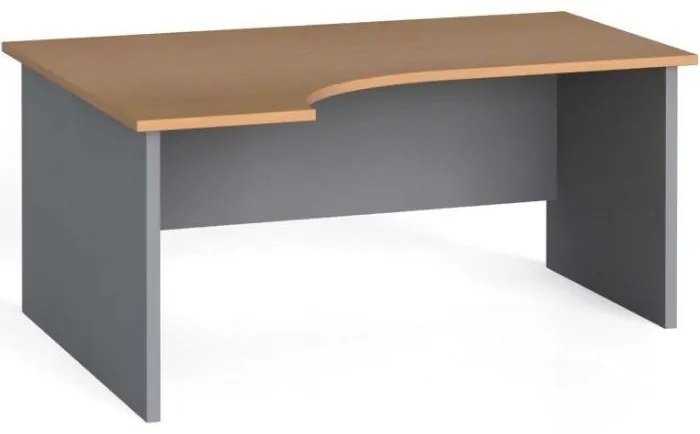 B2B Partner Rohový kancelářský pracovní stůl PRIMO FLEXI, 160 x 120 cm, šedá / buk, levý