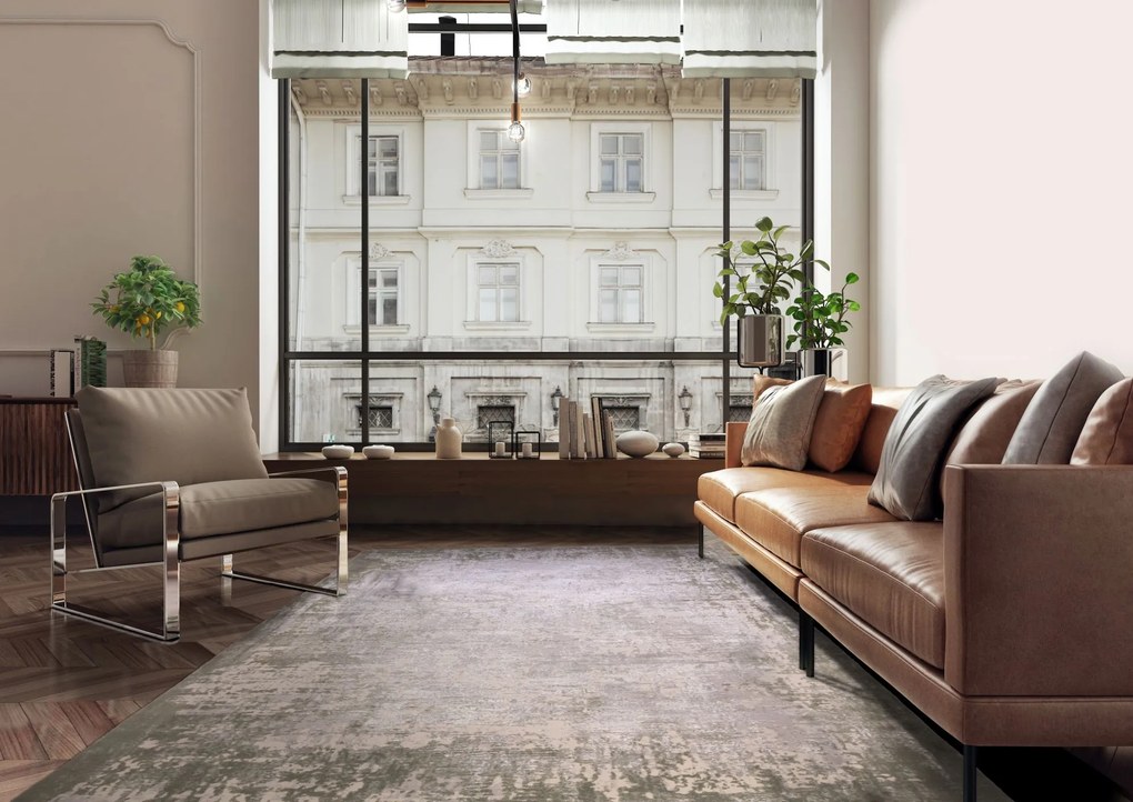 Tribeca Design Kusový koberec Zoom Border Green Rozměry: 240x340 cm