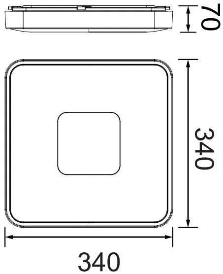 Mantra Coin Square, bílé stropní svítidlo s dálkovým ovladačem LED 56W 2700K-5000K, 34x34cm