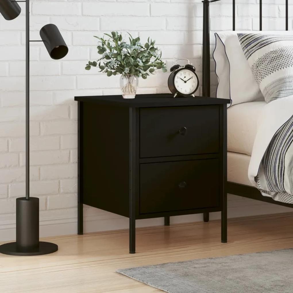 Noční stolek černý 40 x 42 x 50 cm kompozitní dřevo - Default Title