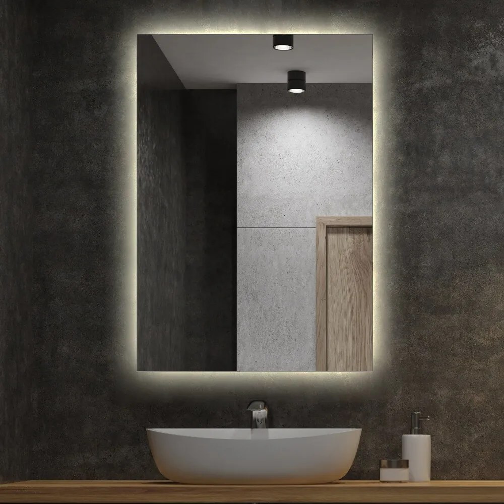 Obdélníkové zrcadlo do koupelny s osvětlením 60x40 cm