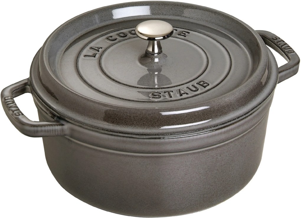 Staub Litinový hrnec s poklicí Cocottes grafitově šedá 20 cm 2,2 l