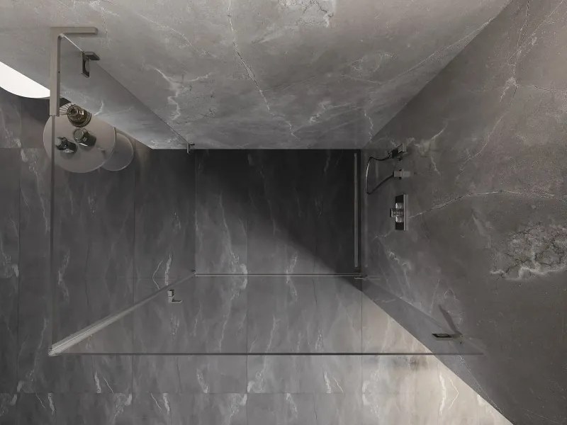 Mexen Lunar-B L výklopný sprchový kout pravý 90 x 70 cm, čiré sklo, broušená ocel, 832L-090-070-97-00-P