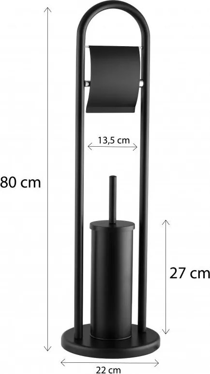 Erga Lazaro, držák na toaletní papír a toaletní kartáč 22x22x80 cm, černá matná, ERG-YKA-P.LAZARO-BLK