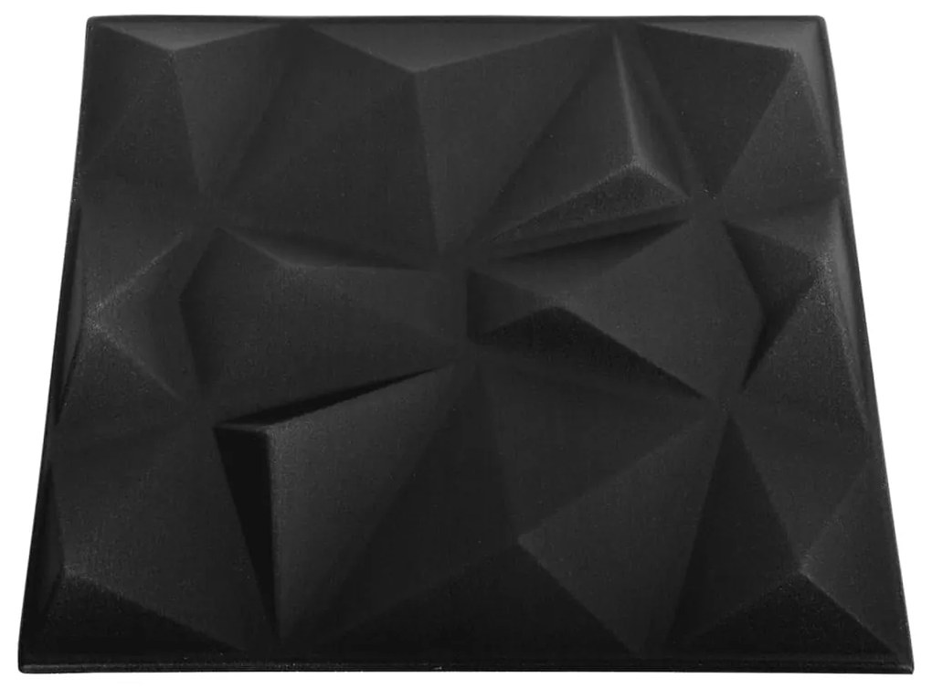 3D nástěnné panely 12 ks 50 x 50 cm diamant černé 3 m² - Default Title