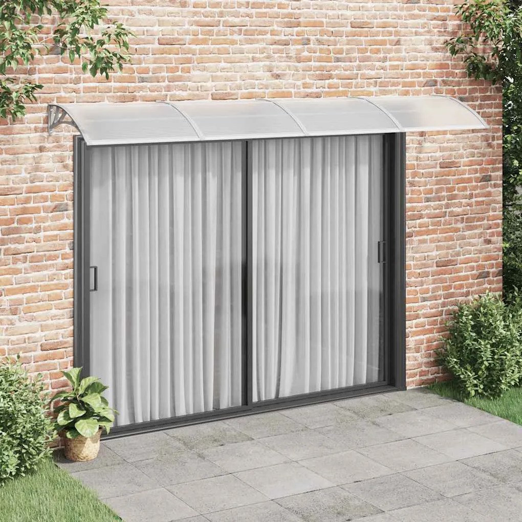 Vchodová stříška šedá a průhledná 350 x 75 cm polykarbonát 153592