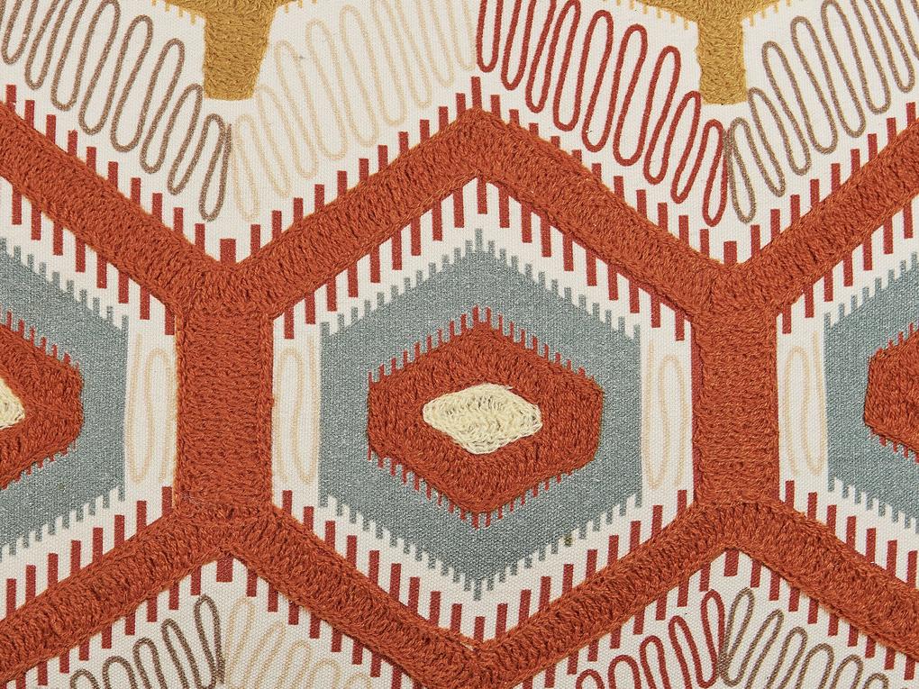 Vyšívaný bavlněný polštář s geometrickým vzorem 40 x 60 cm vícebarevný MAJRA Beliani
