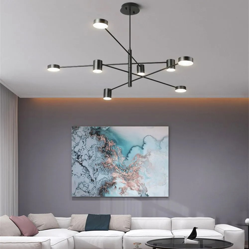 Toolight Toolight, LED stropní svítidlo s 8 rameny 75x124 cm APP598-8C, černá, OSW-08566