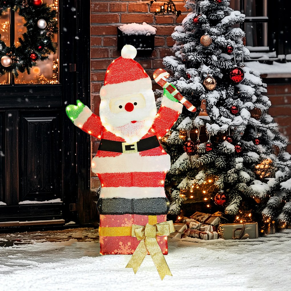 Outsunny 97 LED vánoční dekorace, Vánoce Santa Claus v teplé bílé, ocelový rám, vícebarevná