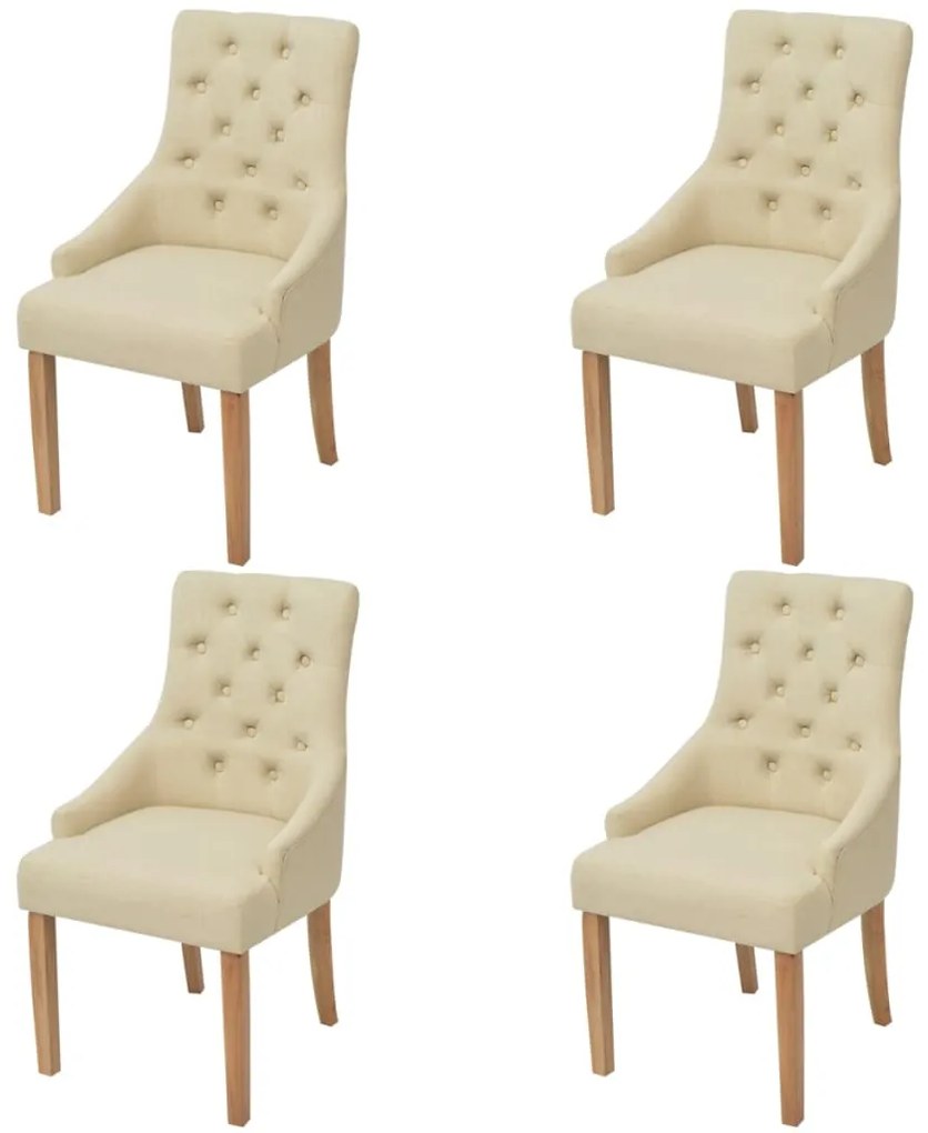 Jídelní židle 4 ks krémové textil 274425