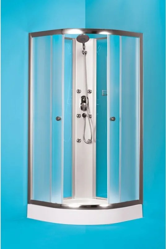 Čtvrtkruhový sprchový box GRANADA - Bez vaničky, Univerzální, Hliník chrom, Matné bezpečnostní sklo - 5 mm, 90 cm, 90 cm HOPA