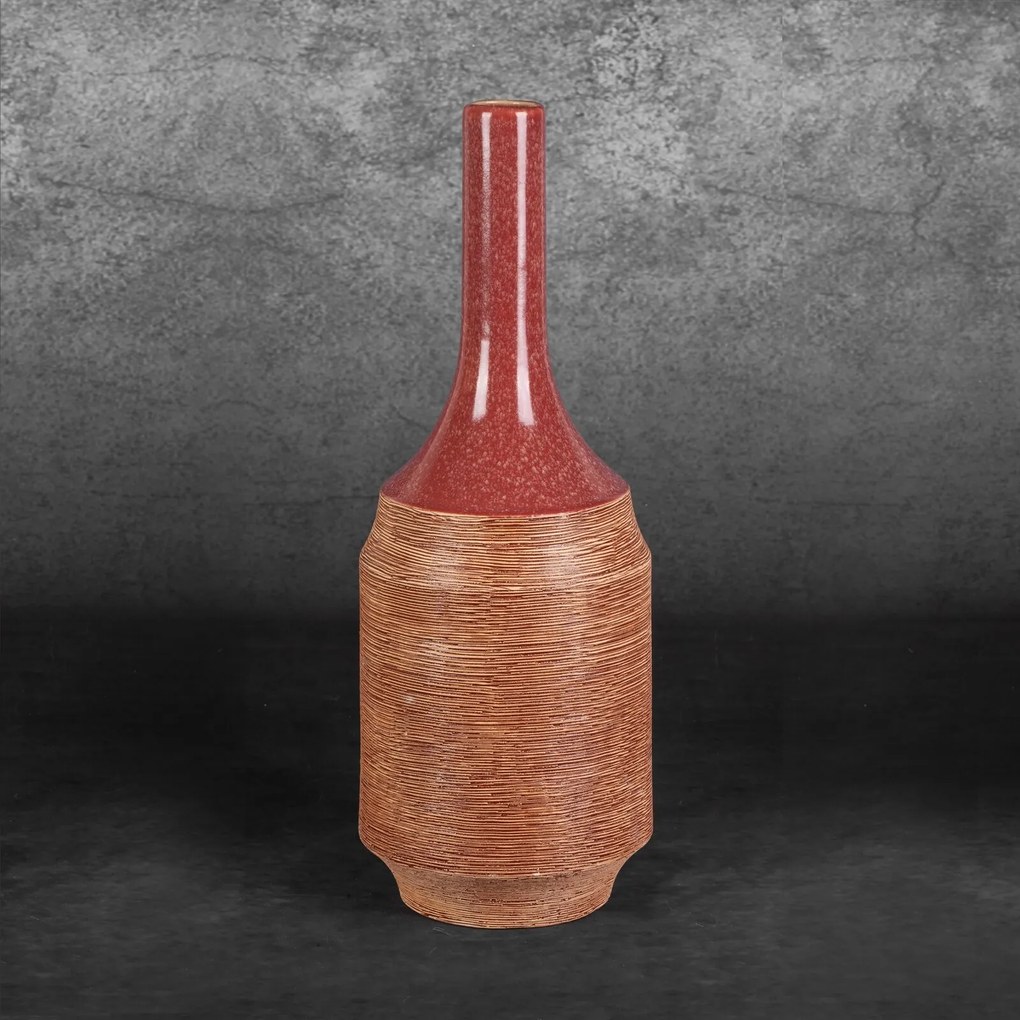 DEKORAČNÍ VÁZA ELDA (07) 16X16X48 CM ČERVENÁ