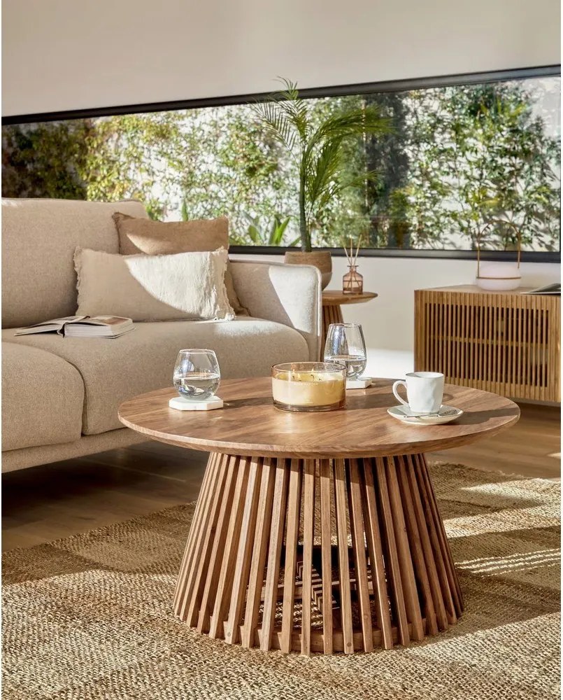 Konferenční stolek z teakového dřeva Kave Home Irune, ⌀ 80 cm