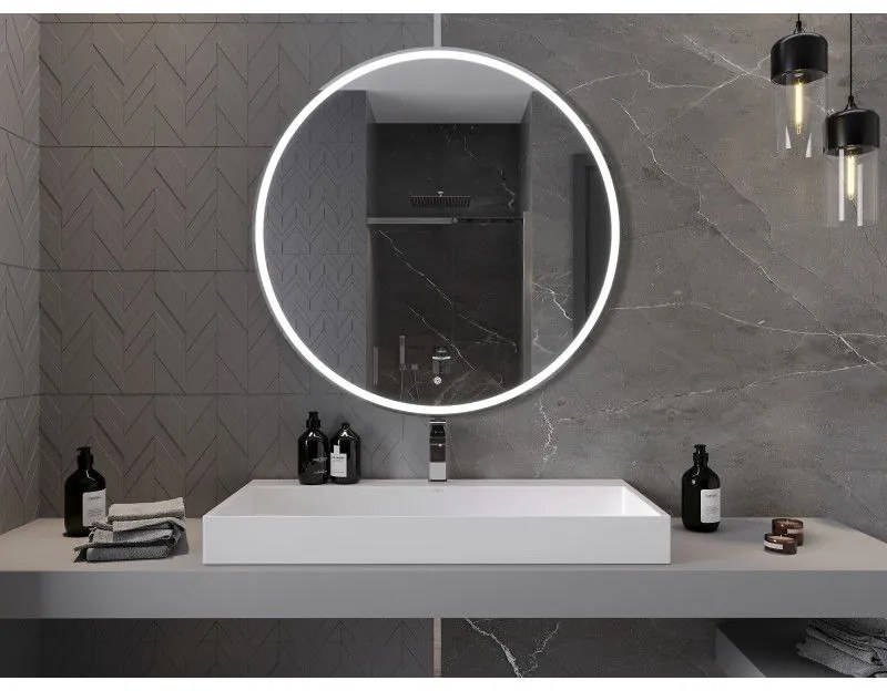 Mexen Gobi, LED kulaté koupelnové zrcadlo s podsvícením 100 cm, 6000K, ochrana proti zamlžování, 9801-100-100-611-00