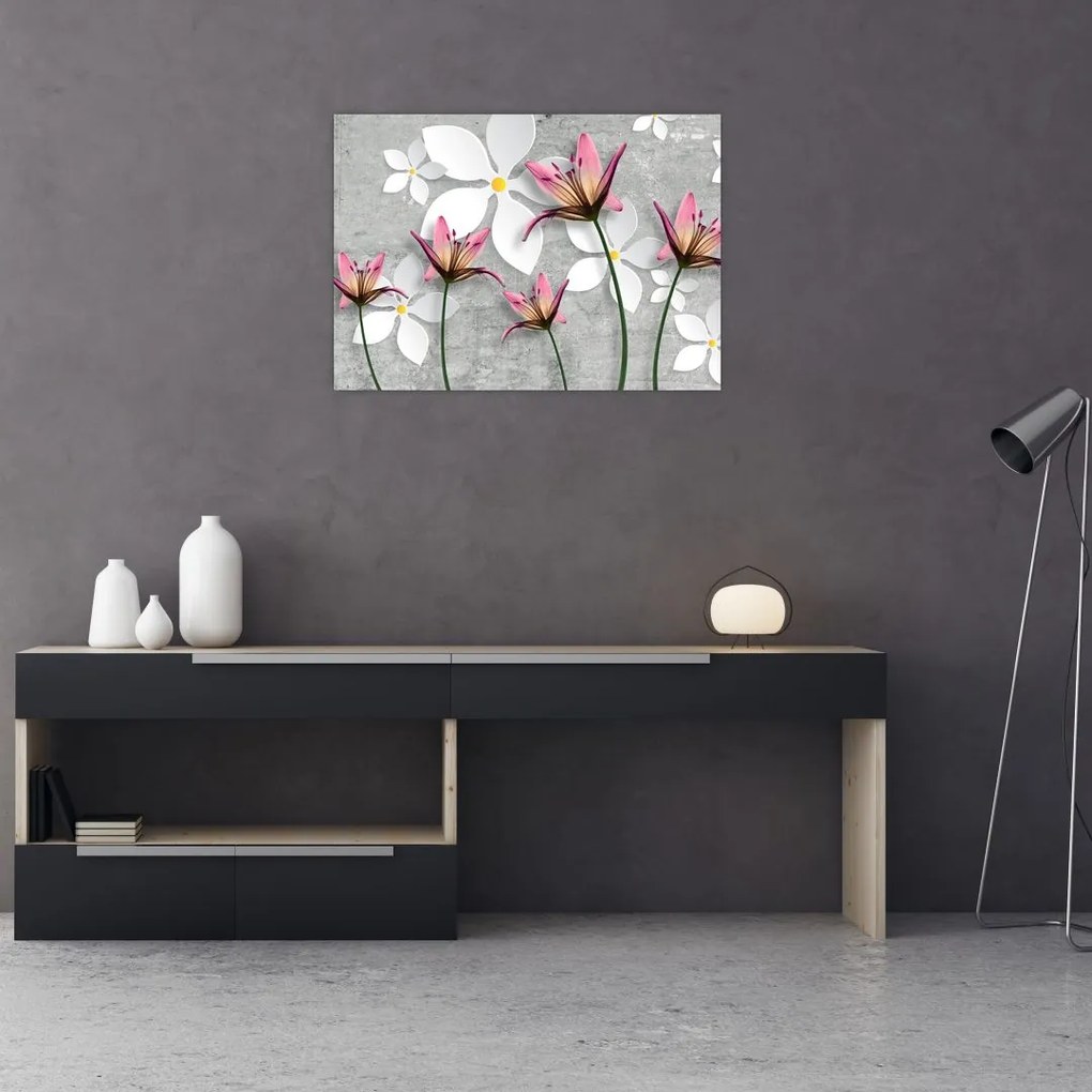 Skleněný obraz květinové abstrakce (70x50 cm)
