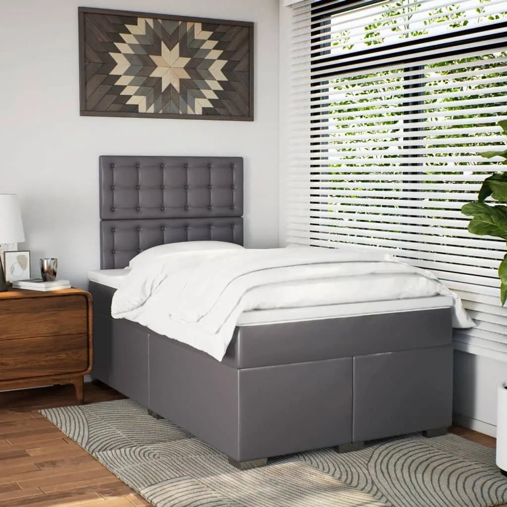 Box spring postel s matrací šedá 120x190 cm umělá kůže 3290714