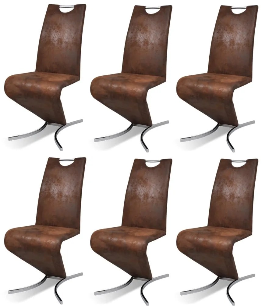 270797 vidaXL Jídelní židle 6 ks hnědé umělá kůže