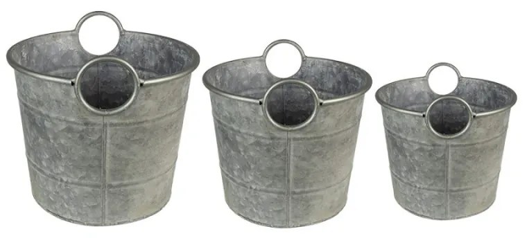 3ks plechové zinkové antik obaly na květináče – 32x25 /  29x23 /  26x21 cm