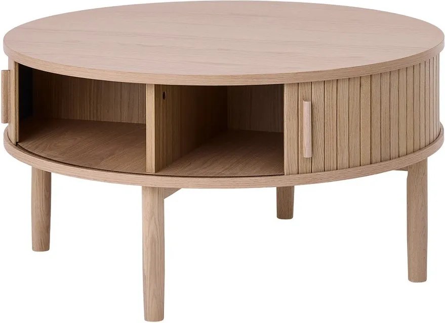 Kulatý konferenční stolek v dekoru dubu ve světle přírodní barvě ø 85 cm Meta – Unique Furniture