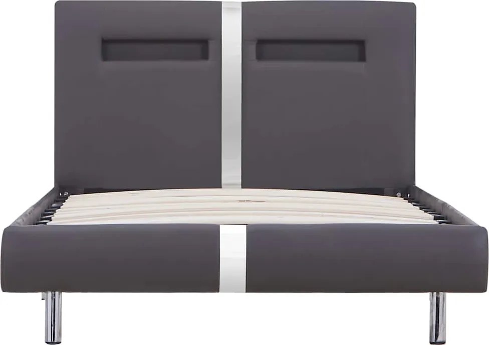 Rám postele s LED šedý umělá kůže 90 x 200 cm 280856