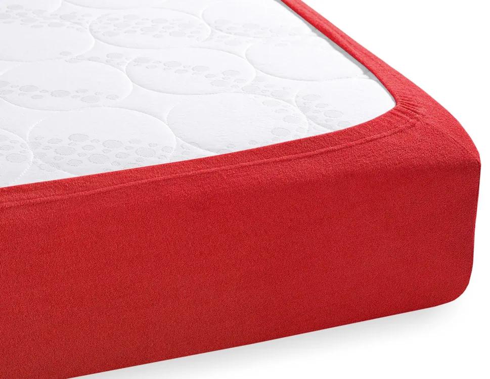 Froté napínací prostěradlo na extra vysokou matraci FR-007 Sytě červené 100 x 200 - výška 40 cm