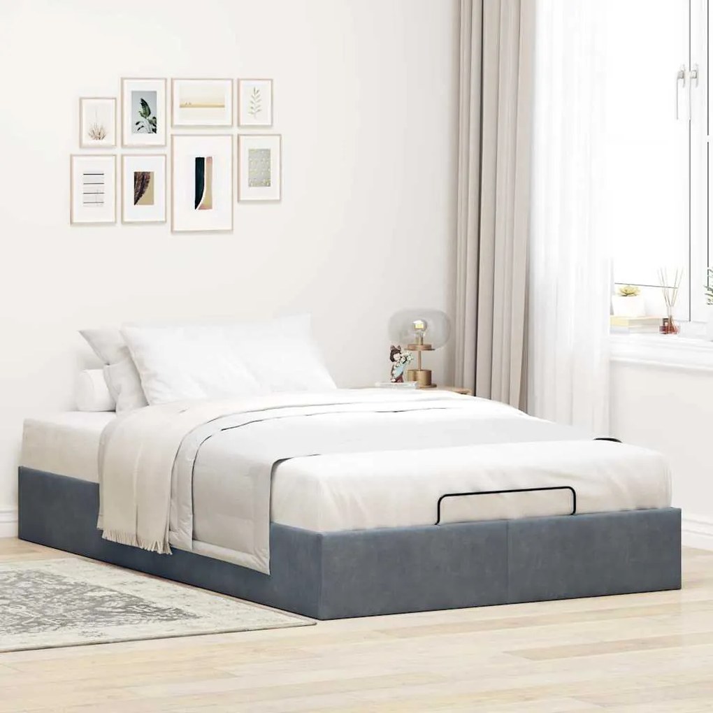 Osmanský rám postele bez matrace tmavě šedá 120x200 cm samet 3310956