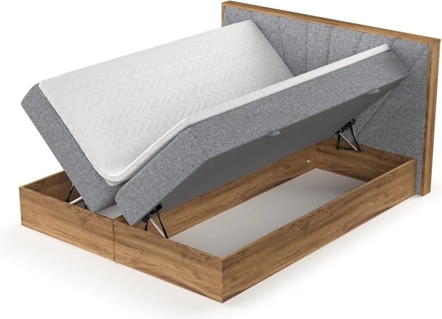 Boxspring postel s úložným prostorem v šedo-přírodní barvě 180x200 cm Asahi – Maison de Rêve