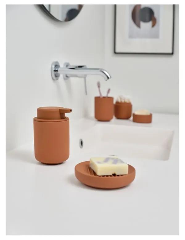Oranžový kameninový koupelnový organizér na vatové tampony Ume – Zone