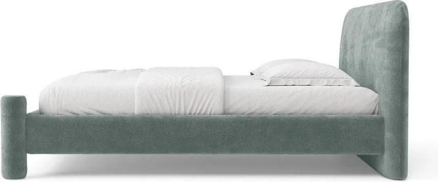 Světle modrá čalouněná dvoulůžková postel s roštem 160x200 cm Vera – Micadoni