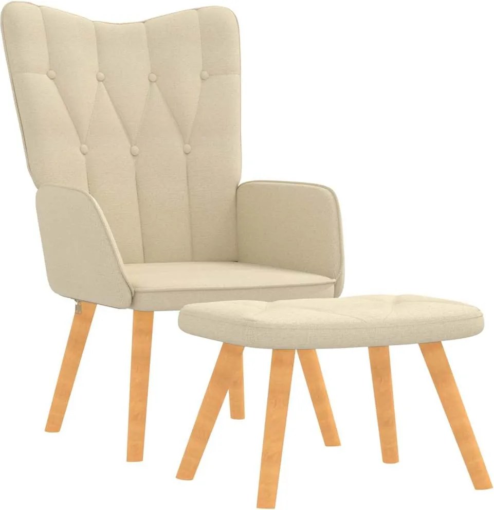 Relaxační křeslo se stoličkou krémové textil 327536