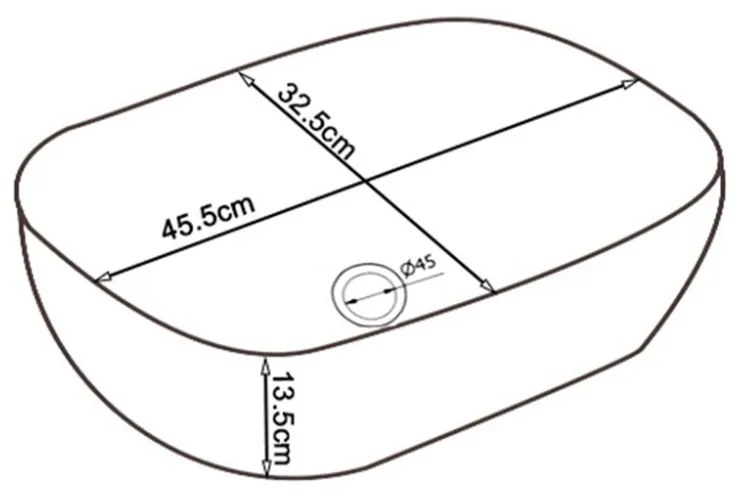 BPS-koupelny Keramické umyvadlo na desku HYD-MO-WH-MOD2-455 44,5x32,5 cm, bílé/zlatý dekor