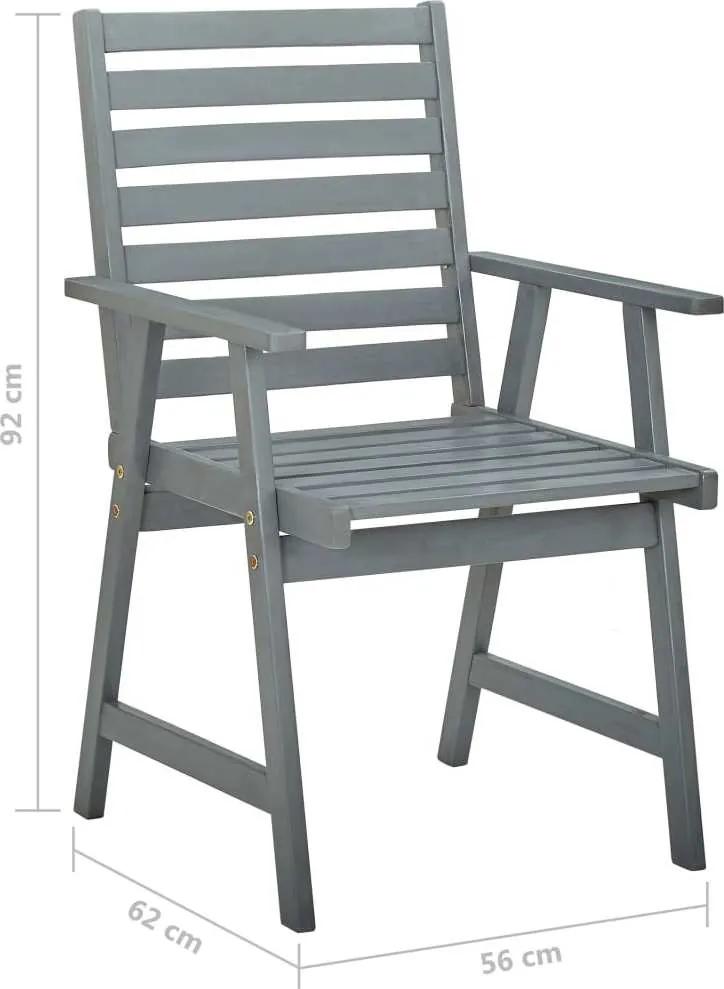 vidaXL Zahradní jídelní židle s poduškami 3 ks masivní akáciové dřevo [3064442] Barva: antracitová